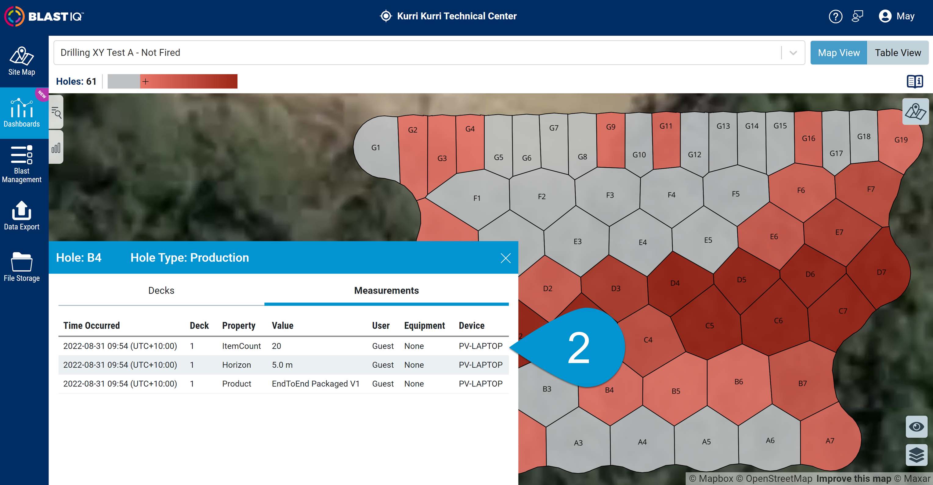 BlastIQ™ Insights - Drilling XY Position Dashboard – Orica