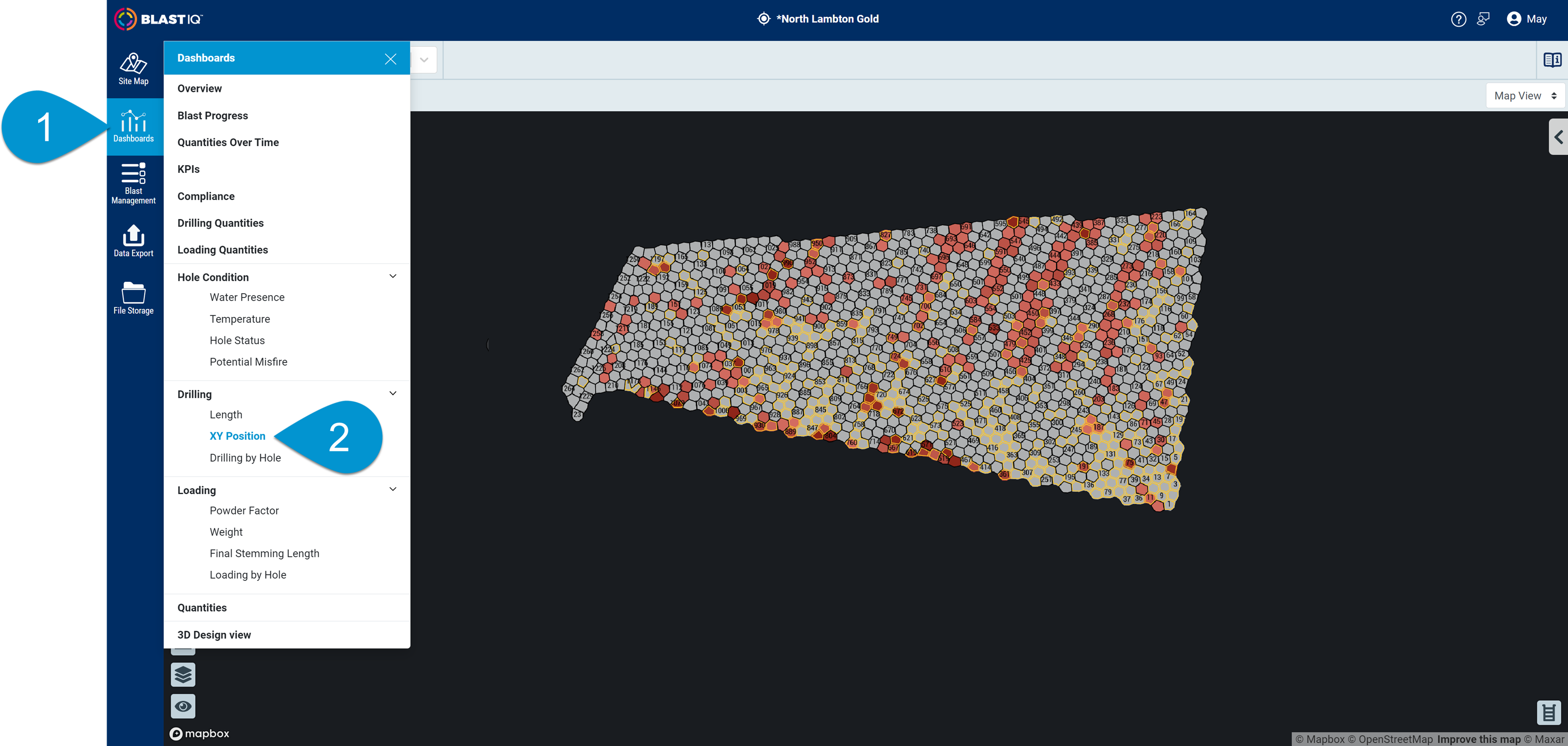 BlastIQ™ Insights - Drilling XY Position Dashboard – Orica